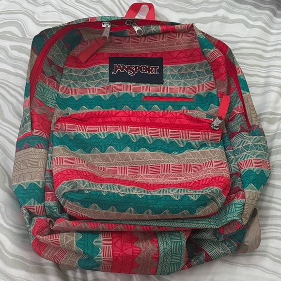 Jansport | Bags | Jansport Red And Green Striped Backpack | Poshmark